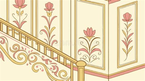Ornate Staircase Railing Detail Architectural Elegance Design Vector