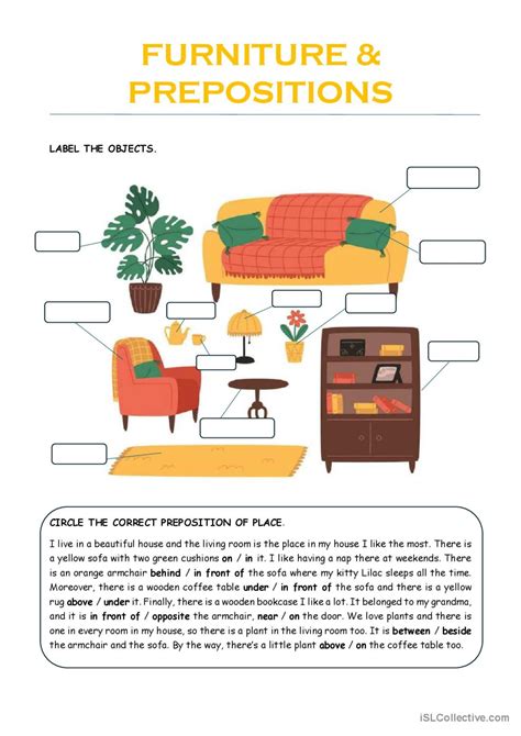 Furniture And Prepositions The Liv English ESL Worksheets Pdf Doc