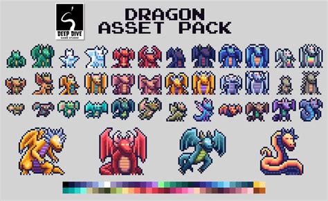Dragon Asset Pack 16x16 32x32 By DeepDiveGameStudio In 2024