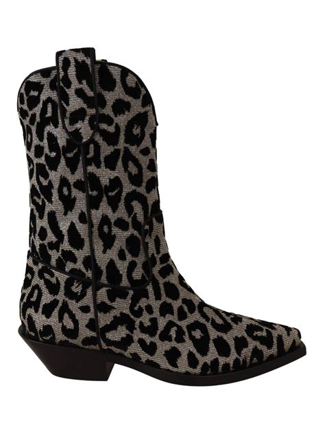 Dolce Gabbana Gray Black Leopard Cowboy Boots Shoes Grailed
