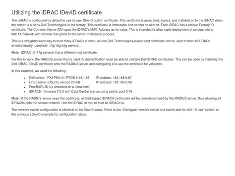 Overview Idrac 802 1x Port Based Network Access Control Security Including Radius Example