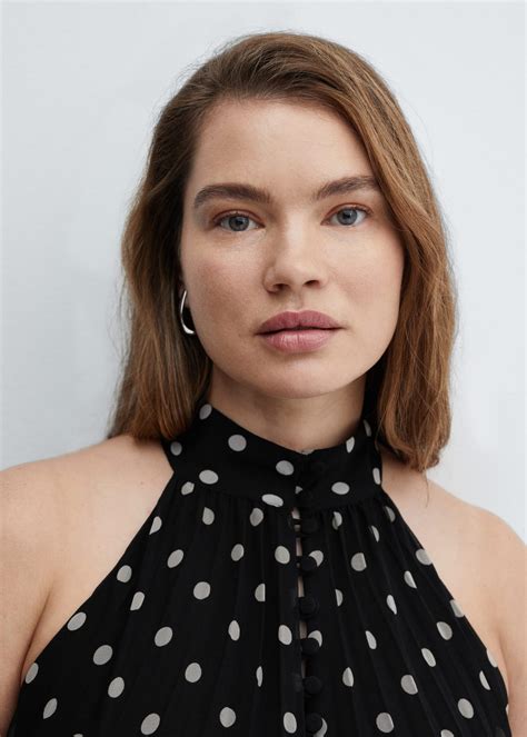Polka Dot Pleated Dress Woman Mango Bosnia Herzegovina