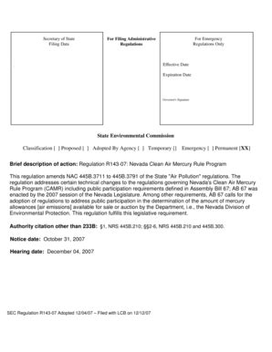 Fillable Online Sec Nv Lcb Filing Form R143 07 Doc Sec Nv Fax Email