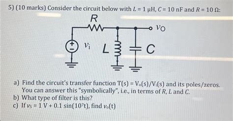 solved 5 10 marks consider the circuit below with
