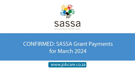 Confirmed Sassa Grant Payments For March 2024 Jobcare