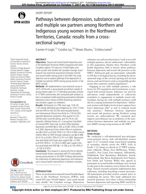 Pdf Pathways Between Depression Substance Use And Multiple Sex