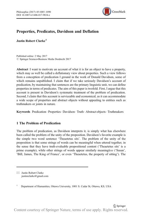 Properties Predicates Davidson And Deflation