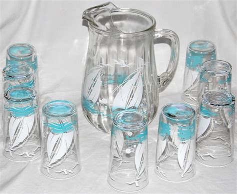 Vintage Libby Glass 2 Quart Pitcher With Matching Glasses