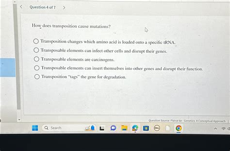 Solved Question 4 ﻿of 7how Does Transposition Cause