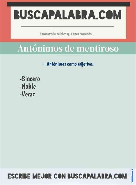 Conoce El 【antonimo Mentiroso】