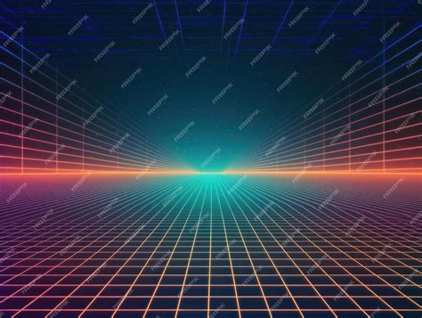 Premium Ai Image Perspective Grid Abstract Retro Background Created With Generative Ai Technology