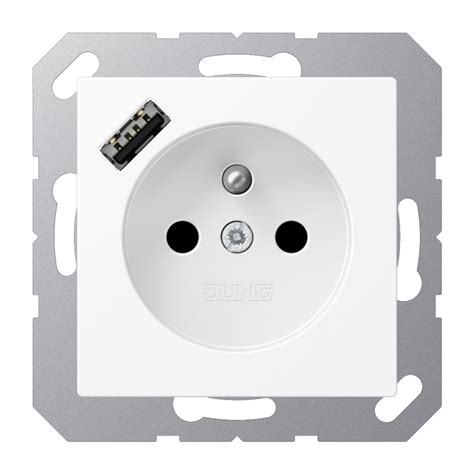 Socket French Belgian System With Usb Charger Safety Aluminium A