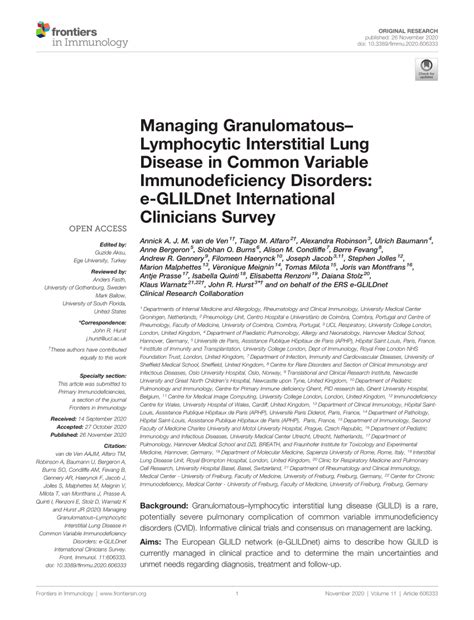 Pdf Managing Granulomatouslymphocytic Interstitial Lung Disease In