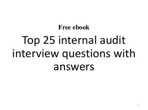 Top 25 Internal Audit Interview Questions Answers Pdf