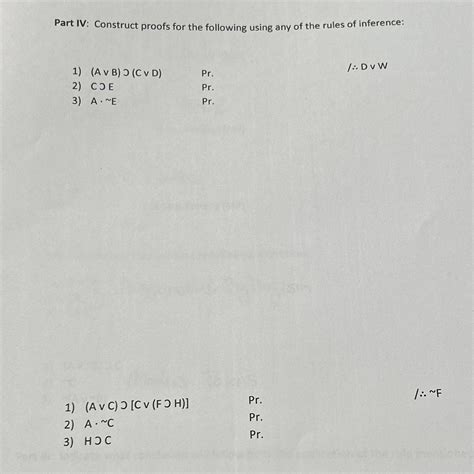 Part Iv Construct Proofs For The Following Using Any