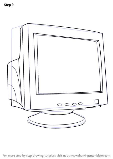 How To Draw A Computer Monitor Computers Step By Step