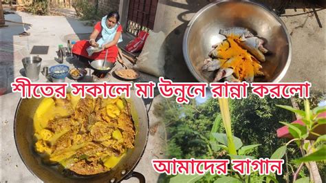 শীতের সকালে মা উনুনে রান্না করলো আমাদের বাগান Bong Couple