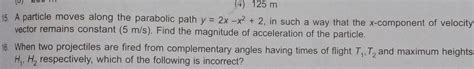 [answered] 125 M 15 A Particle Moves Along The Parabolic Path Y 2x X2 2 Kunduz