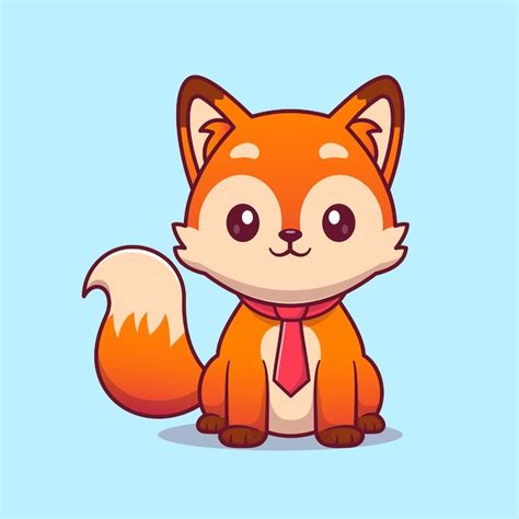 Free Vector Cute Fox Sitting With Tie Cartoon Vector Icon
