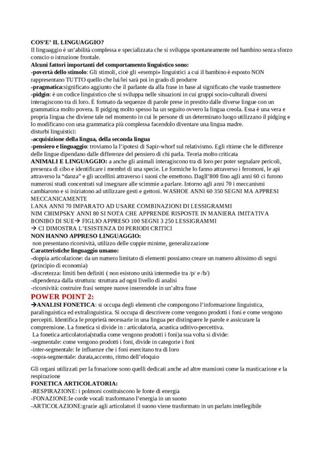 Riassunto Linguaggio Docsity
