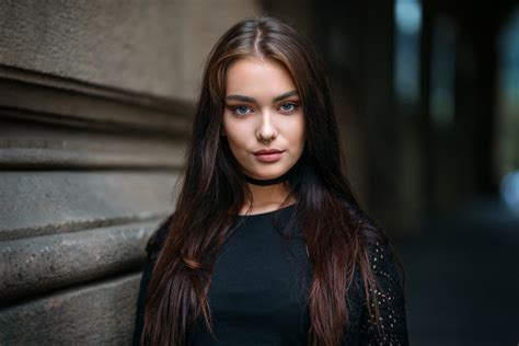 blue eyes face women Milan R Veronika Ožanová nose rings depth of