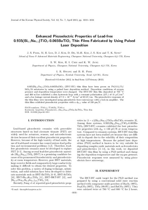 Pdf Enhanced Piezoelectric Properties Of Lead Free Piezoelectric Materials By Microstructure