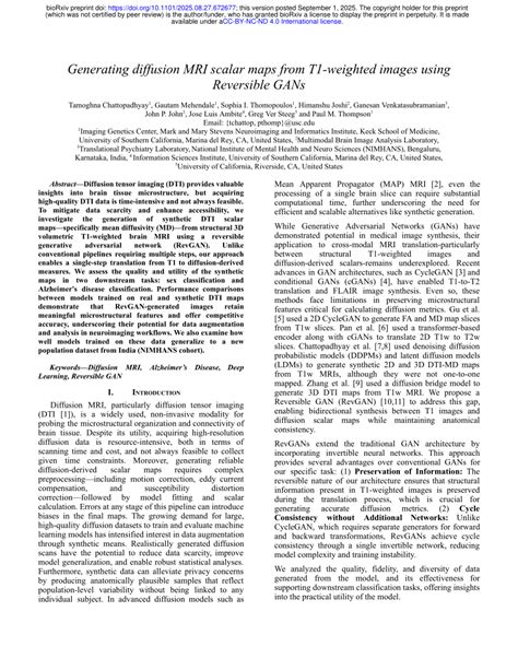 Pdf Generating Diffusion Mri Scalar Maps From T1 Weighted Images