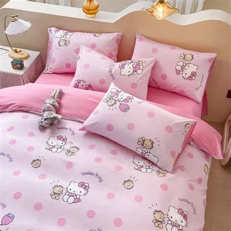 Sanrio Bedding Set 100cotton Kuromi Cinnamoroll Hello Kitty My Melody
