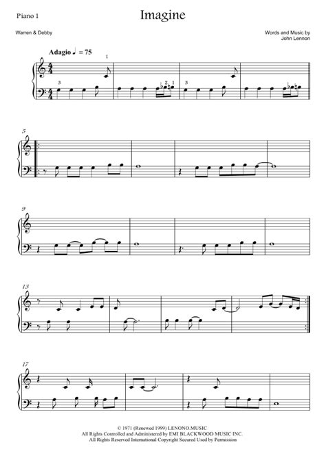 Imagine Arr Warren Debby Sheet Music David Archuleta Piano Duet