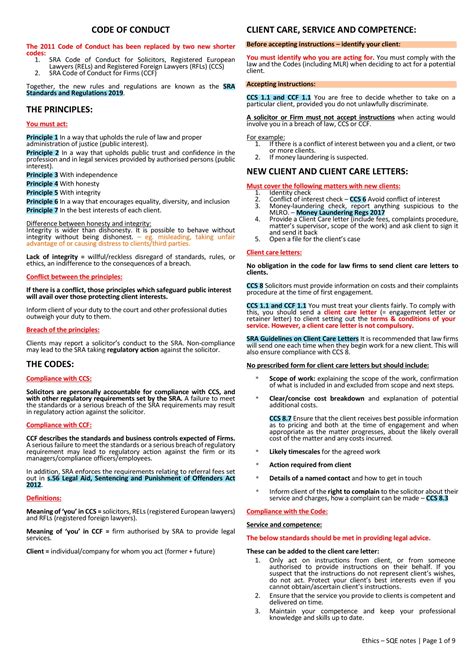 Ethics And Professional Conduct Sqe Notes Ed 2025