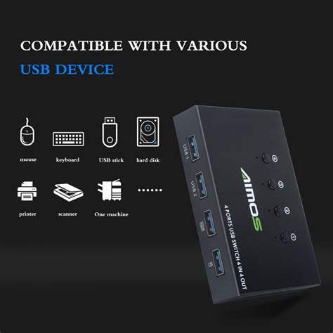 Caja Divisora De Interruptores Usb 20 Para Impresora Para Compartir