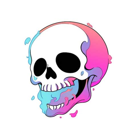 Premium Ai Image Whimsical Anime Chibi Skull Floating And Laughing On White Background