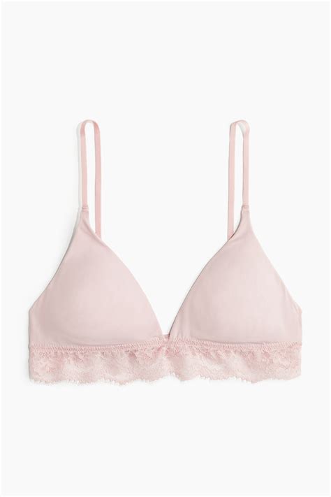 Padded Soft Cup Microfiber Bra Light Pink Ladies Handm Us