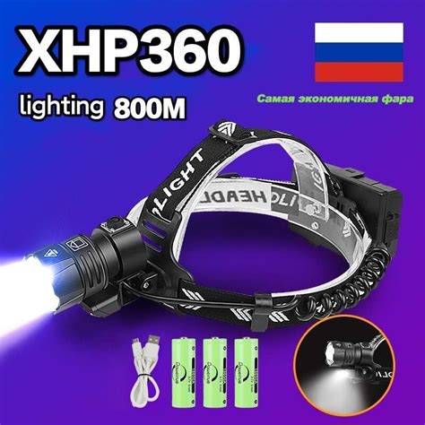 Farol Super Brilhante XHP360 Farol Poderoso Lanterna De Cabe A Recarreg
