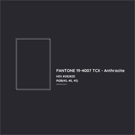 Pantone 19 4007 Tcx Anthracite Complementary Or Opposite Color Name