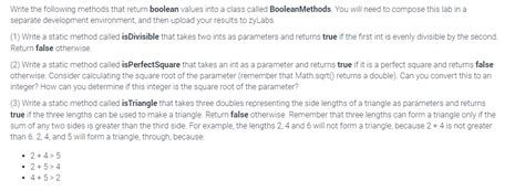 Solved Write The Following Methods That Return Boolean