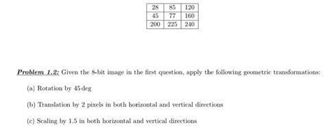 Solved Problem 1 2 Given The 8 Bit Image In The First Chegg