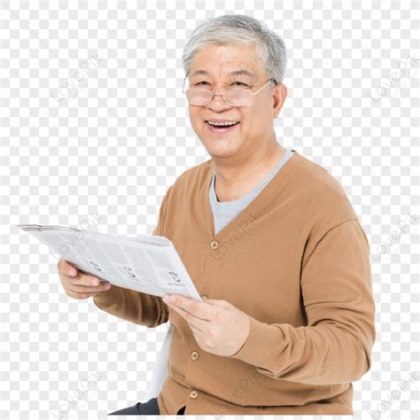 Old People Wear Glasses To Read Newspapers Light Man Man Old
