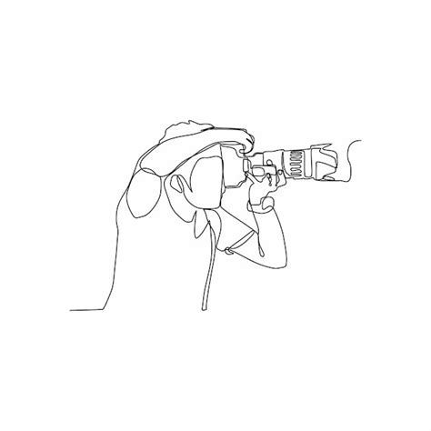 Premium Vector Continuous Line Of Cameramen Shooting An Object
