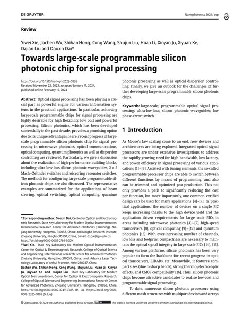 Pdf Towards Large Scale Programmable Silicon Photonic Chip For Signal