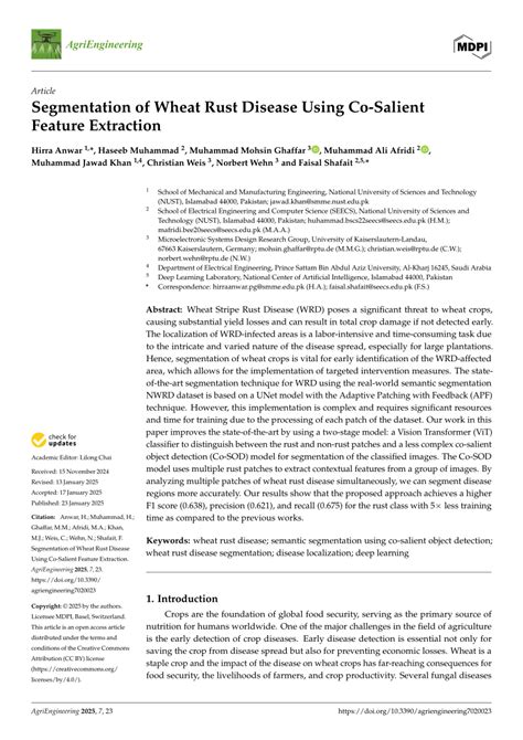 Pdf Segmentation Of Wheat Rust Disease Using Co Salient Feature Extraction