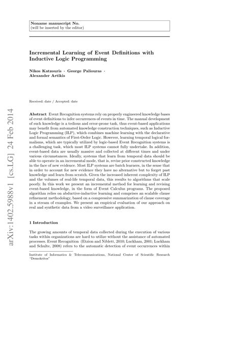 pdf incremental learning of event definitions with inductive logic programming