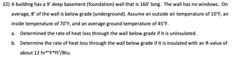 Solved A Building Has A Deep Basement Foundation Wall Chegg