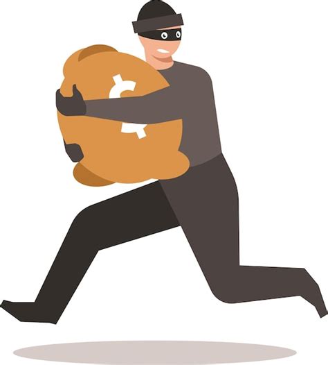 Ilustração em vetor de um ladrão fugindo isolado no fundo branco
