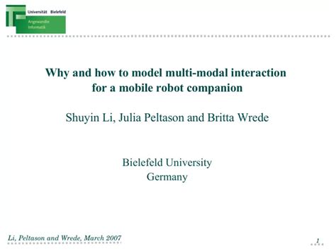 Ppt Why And How To Model Multi Modal Interaction For A Mobile Robot