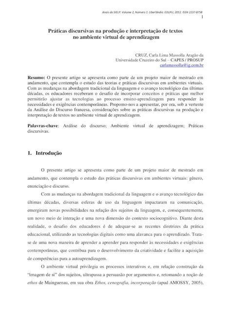 Pdf Práticas Discursivas Na Produção E Interpretação De · Constatou