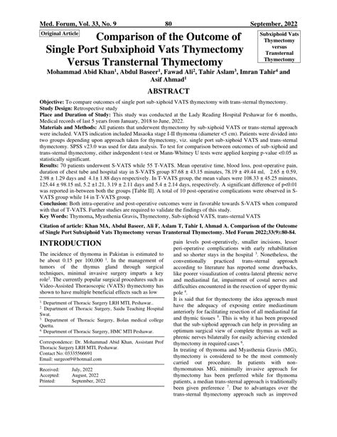 Pdf Comparison Of The Outcome Of Single Port Subxiphoid Vats