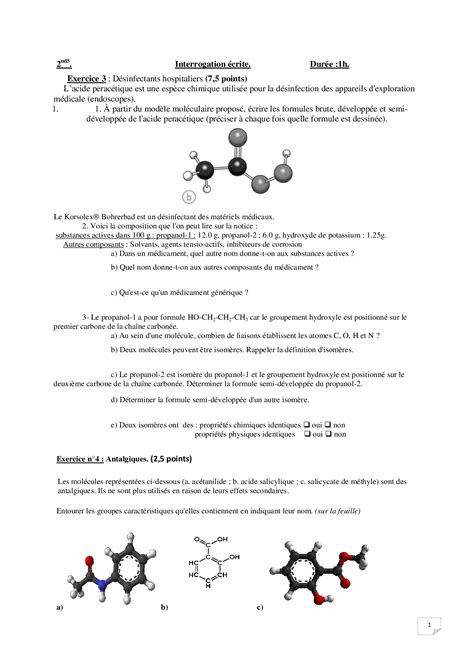 Molécules Et Médicaments Exercices Corrigés Alloschool