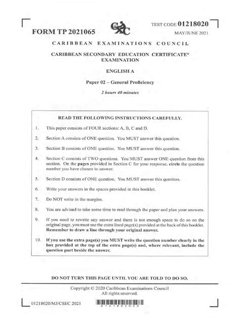 Csec Past Exam Paper Pdf