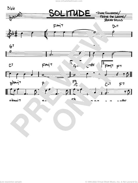 Ellington Solitude Sheet Music Real Book Melody And Chords In Bb